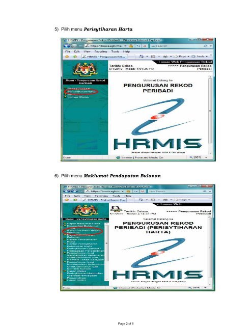 5) Pilih menu Perisytihar 5) Pilih menu Perisytihar