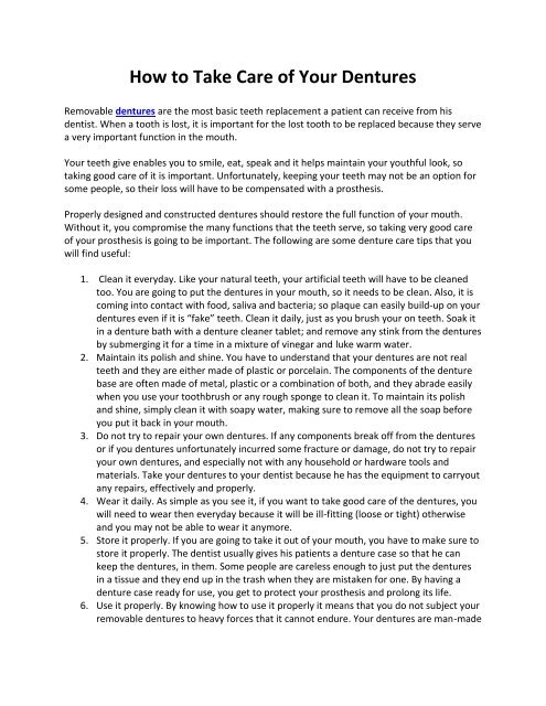 How to Take Care of Your Dentures