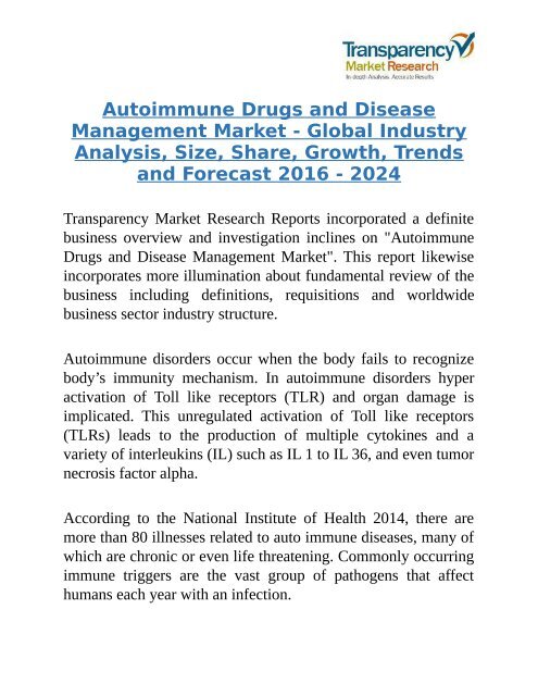 Autoimmune Drugs and Disease Management Market