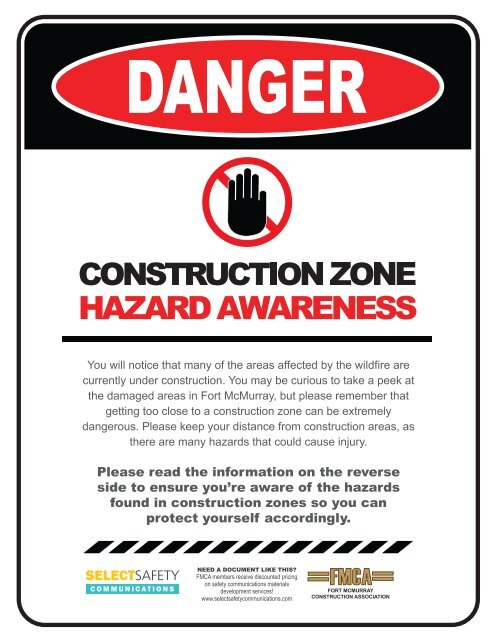 FMCA - Construction Zone Hazard Awareness Adult Pamphlet