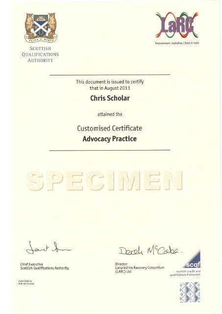 SQA Certificate