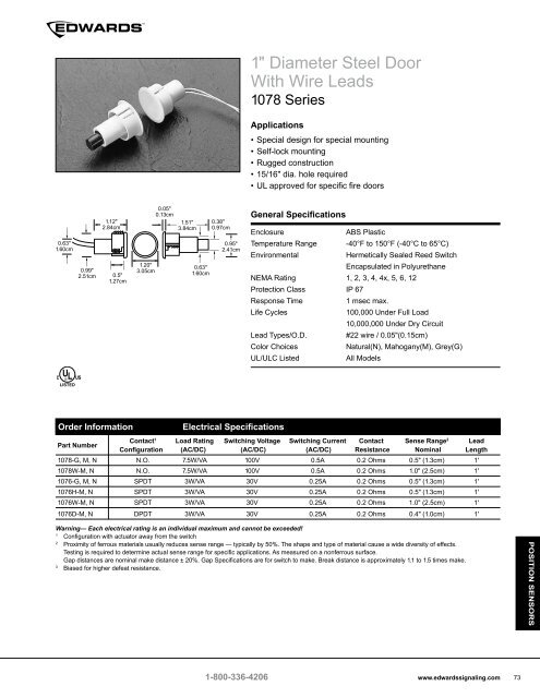 Edwards Signaling 1078 Series Datasheet