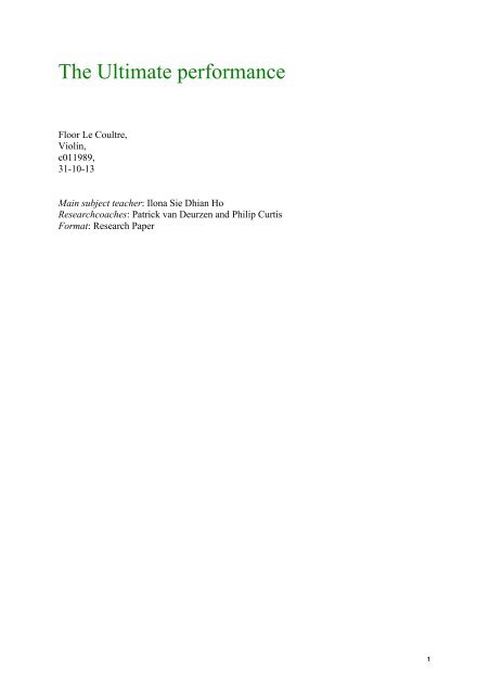 The ultimate performance