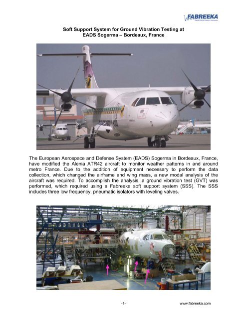 Soft Support System for Ground Vibration Testing at ... - Fabreeka