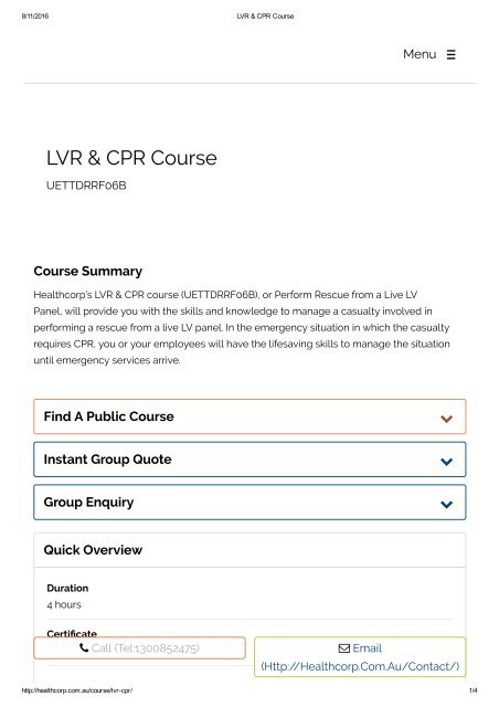 LVR & CPR Course