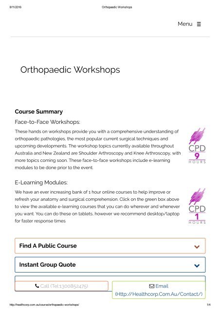 Orthopaedic Workshops