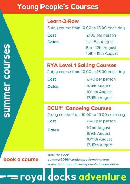 rda leaflet - summer courses