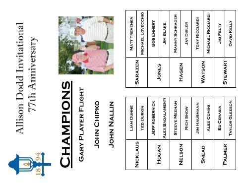 2015 Allison Dodd Champions Summary Board