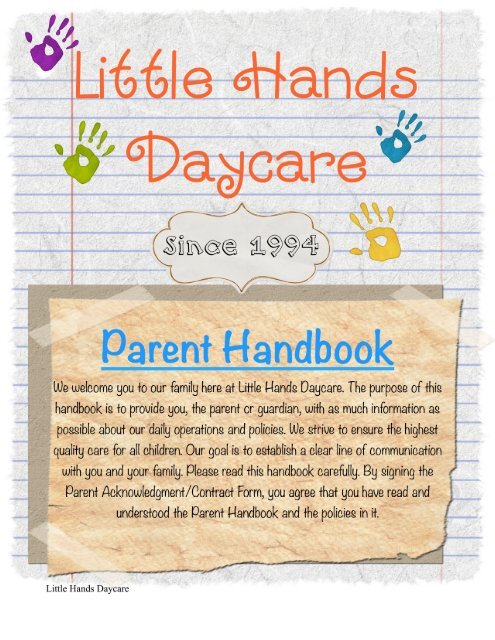Little Hands Daycare Handbook:Contract