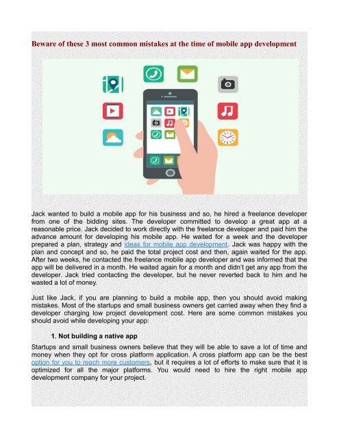 Beware of these 3 most common mistakes at the time of mobile app ...