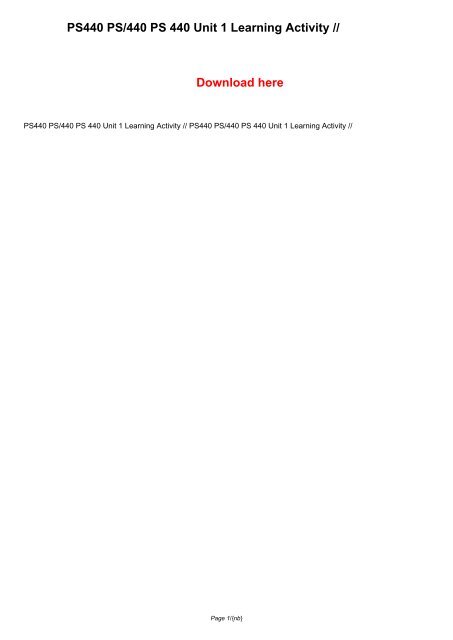 PS440 PS/440 PS 440 Unit 1 Learning Activity