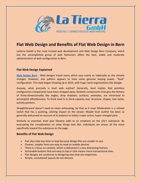 Flat Web Design and Benefits of Flat Web Design in Bern