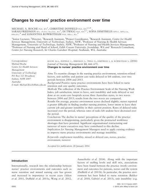 Changes to nurses’ practice environment over time