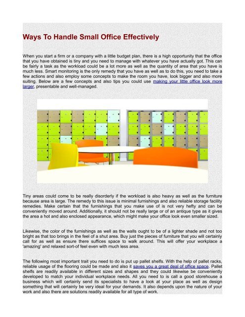 Ways To Handle Small Office Effectively