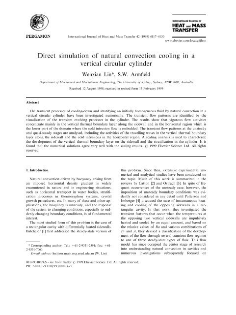 Direct simulation of natural convection cooling in a vertical circular ...