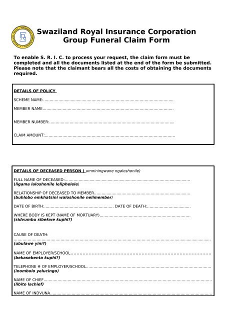 Funeral Claim Form3 - Group