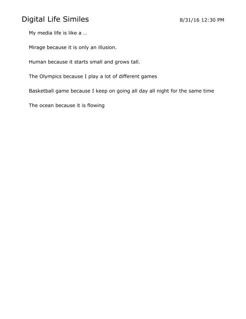 Digital Life Similes