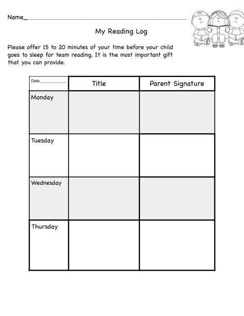 Grade One Reading Log