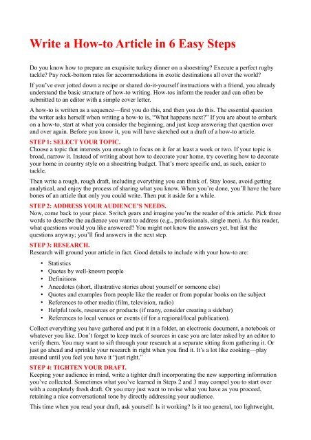 How to write Professional how to Articles