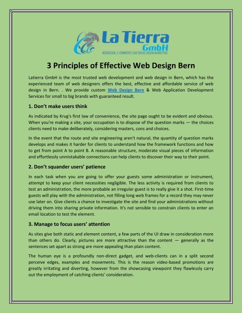 3 Principles of Effective Web Design Bern