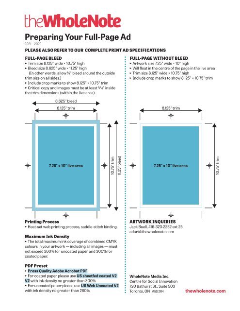 Preparing Your Full Page Ad