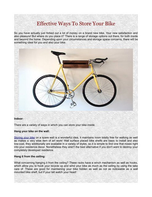 Effective Ways To Store Your Bike