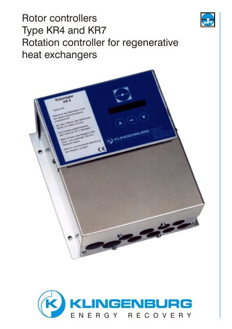 Functions of the KR4 and KR7 basic controllers - Klingenburg GmbH
