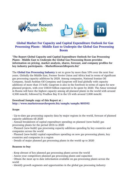 Global Capacity and Capital Expenditure Outlook for Gas Processing ...