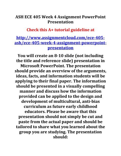 ASH ECE 405 Week 4 Assignment PowerPoint Presentation