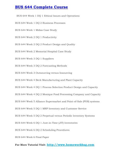 BUS 644 Complete Course files