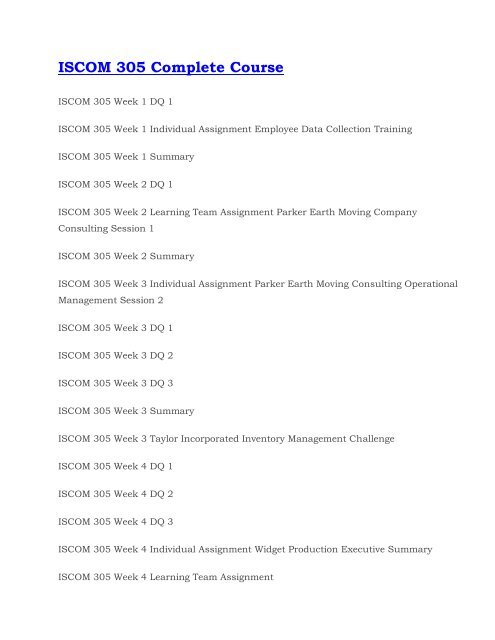 ISCOM 305 Complete Course files