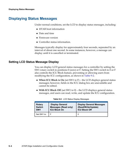 Displaying Status Message