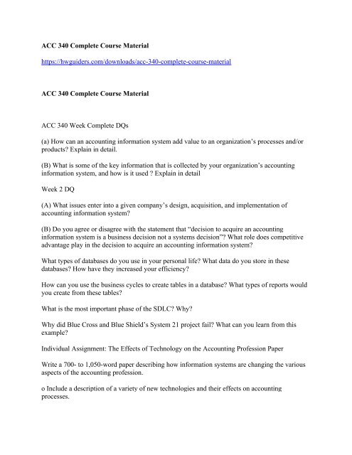 ACC 340 Complete Course Material