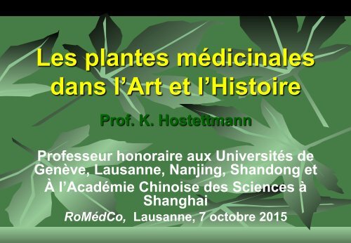 Les plantes médicinales dans l’Art et l’Histoire