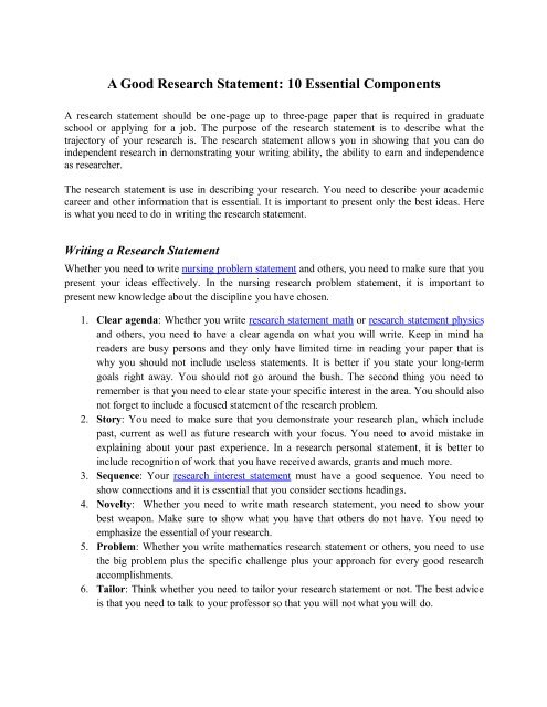  Statement Of The Problem In Research Paper How To Write The Problem Statement In A Research 
