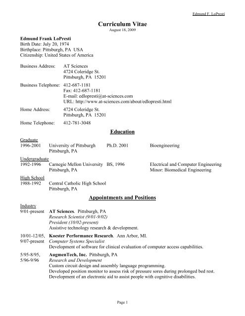 Curriculum Vitae - AT Sciences