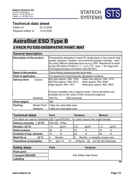 AstraStat ESD Type B - Statech Systems AG