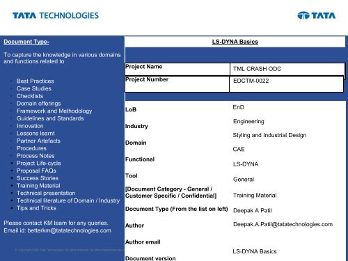 LS-DYNA Basics_Tata Technologies