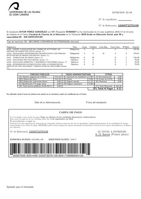 RESGUARDO matricula 2016