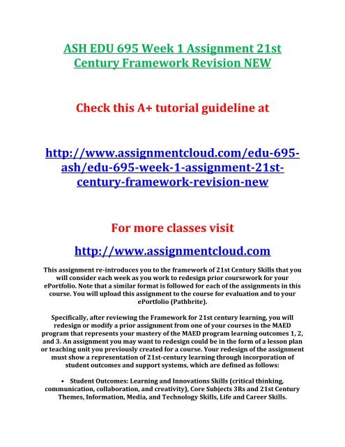 ASH EDU 695 Week 1 Assignment