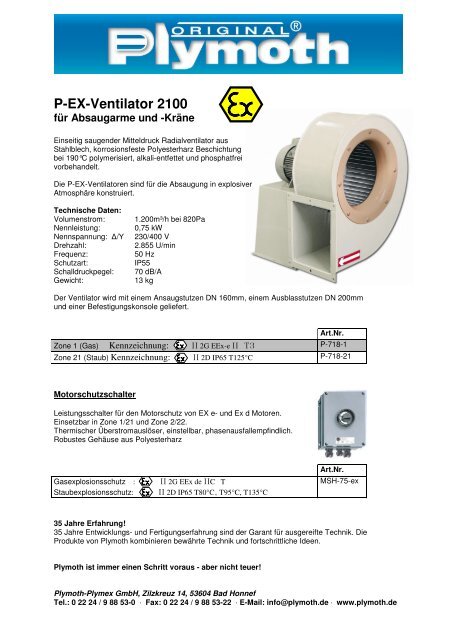 P-EX Atex Ventilator 2100