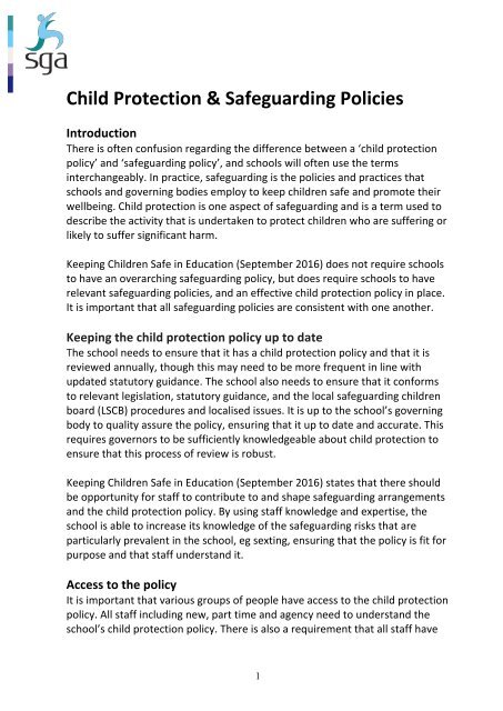 Child Protection & Safeguarding Policies