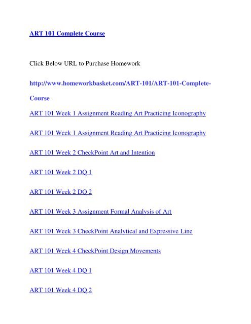 ART 101 Complete Course