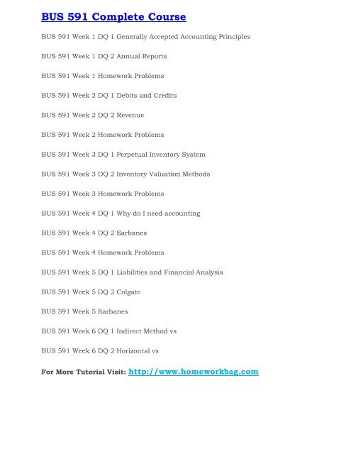 BUS 591 Complete Course files