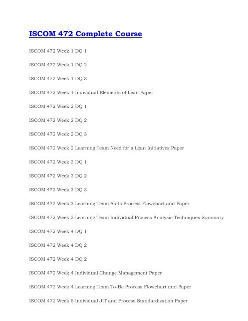 ISCOM 472 Complete Course files
