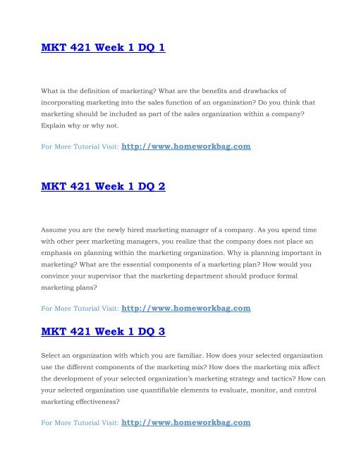 MKT 421 Complete Course files