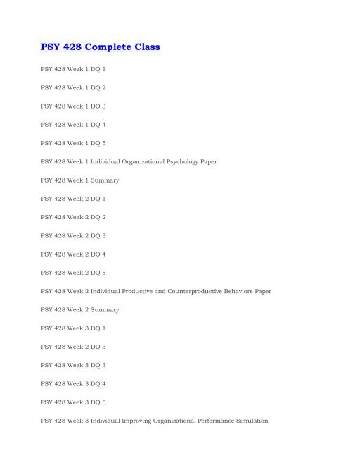 PSY 428 Complete Class files