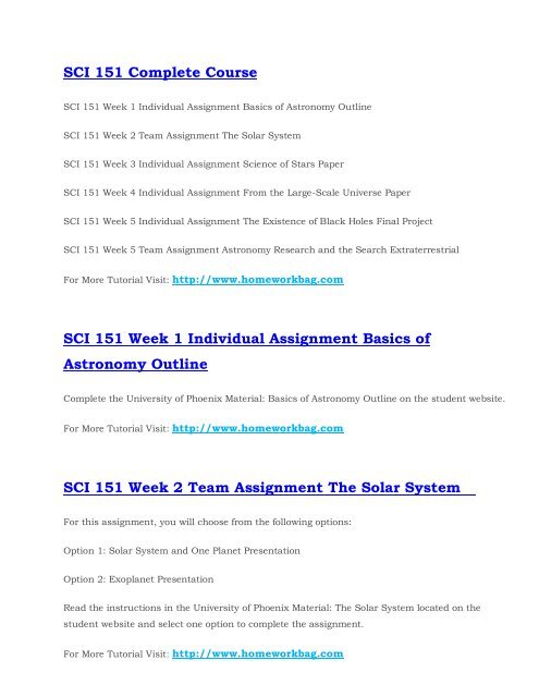 SCI 151 Complete Course files