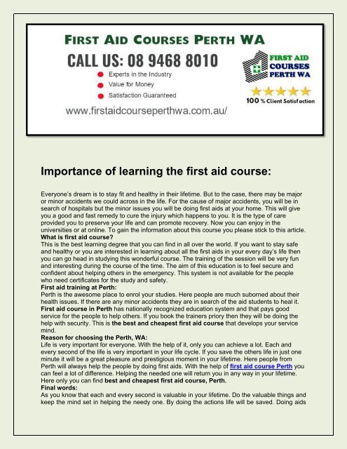First Aid Courses Perth WA