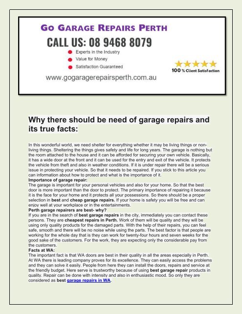 Go Garage Repairs Perth
